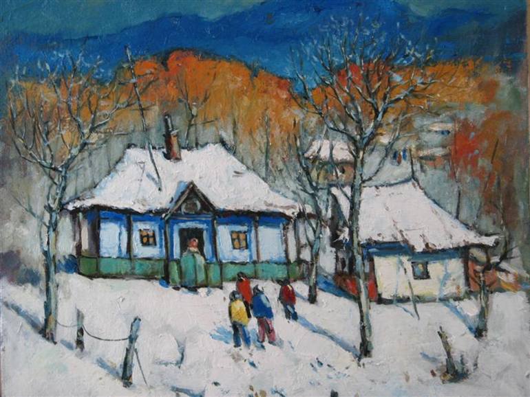winter in Bucovina Painting by david croitor | Saatchi Art
