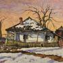 Old house in Sucevita in the winter time Painting by David Croitor ...