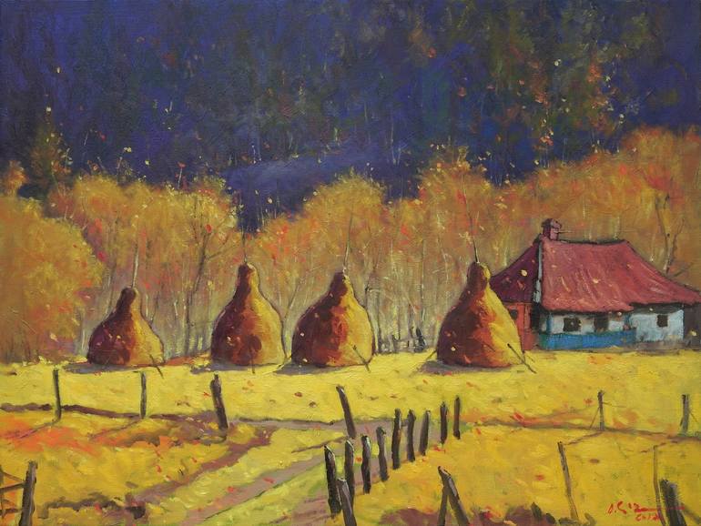 Autumn in Vatra Dornei, Foresta Painting by David Croitor | Saatchi Art