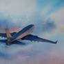 Free flight by plane. Watercolor illustation Painting by Daria Patrakov ...