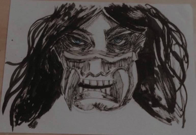 Yokai mask Drawing by Umiko Art | Saatchi Art