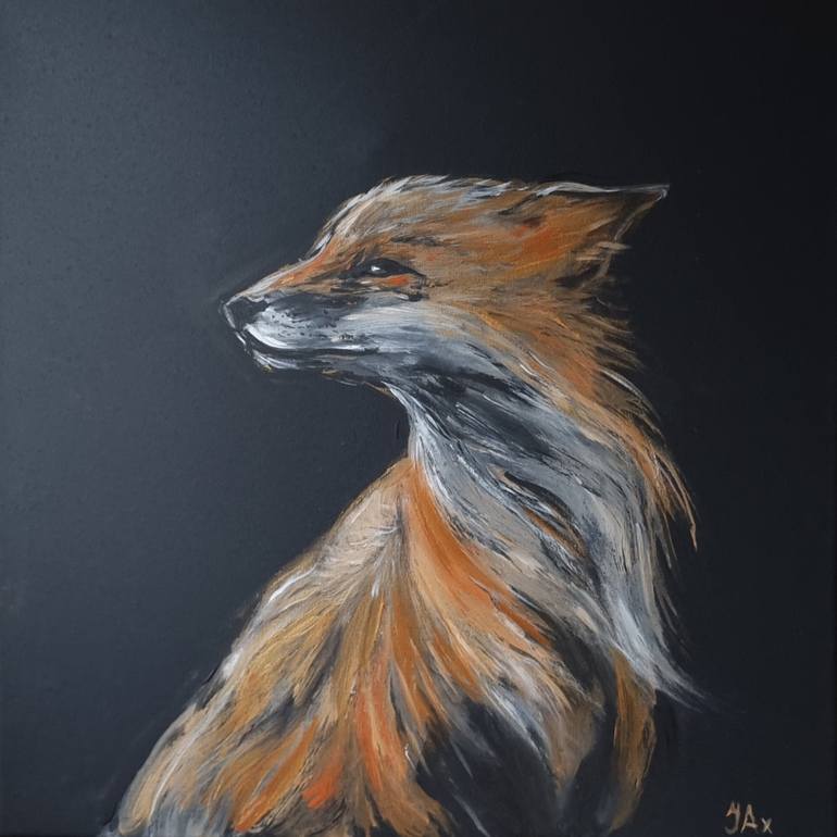 Windy day, original fox oil painting Painting by Inara Axelsson Piksa ...
