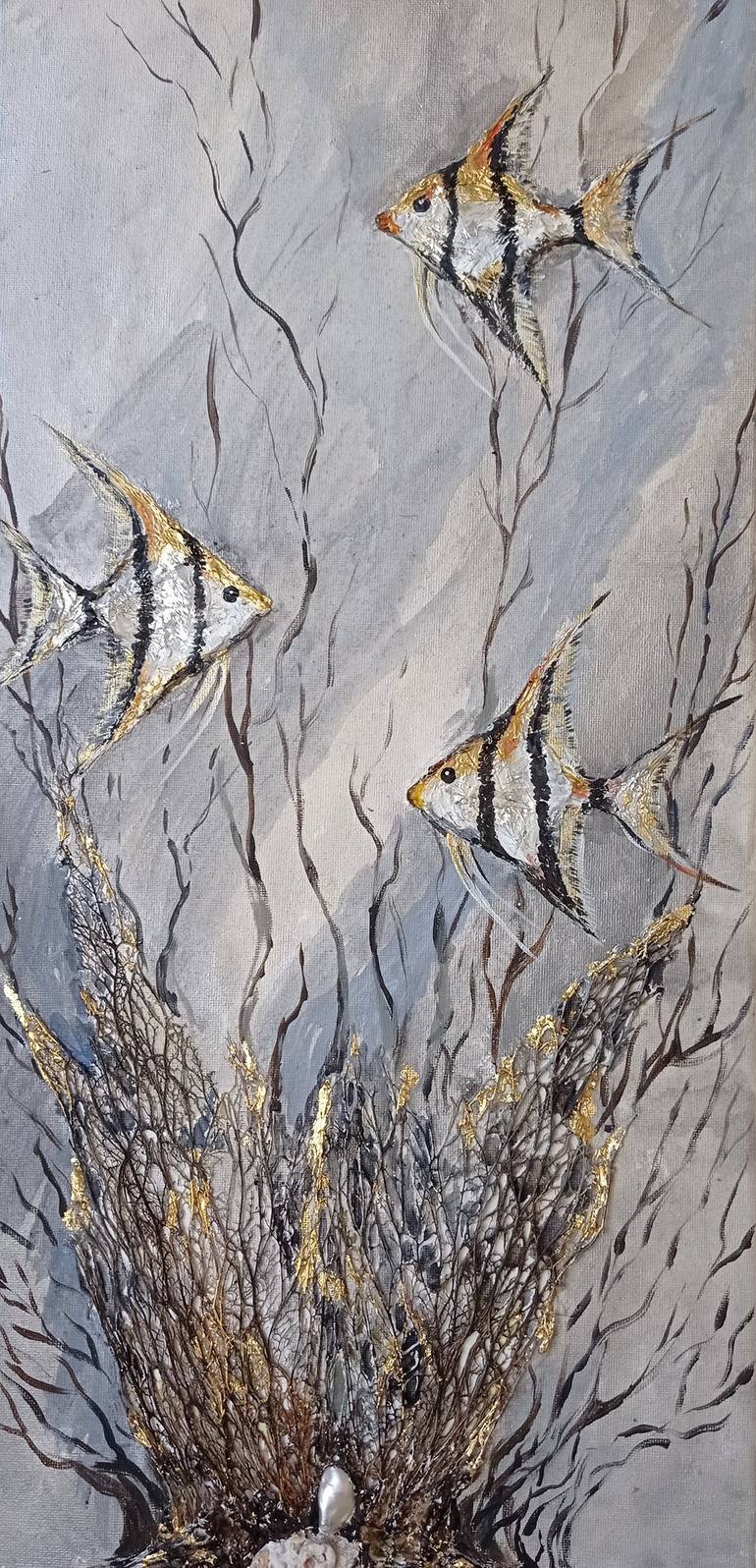 Scalars - 3d paiting, sea art, fish, marine art Painting by Hanna ...