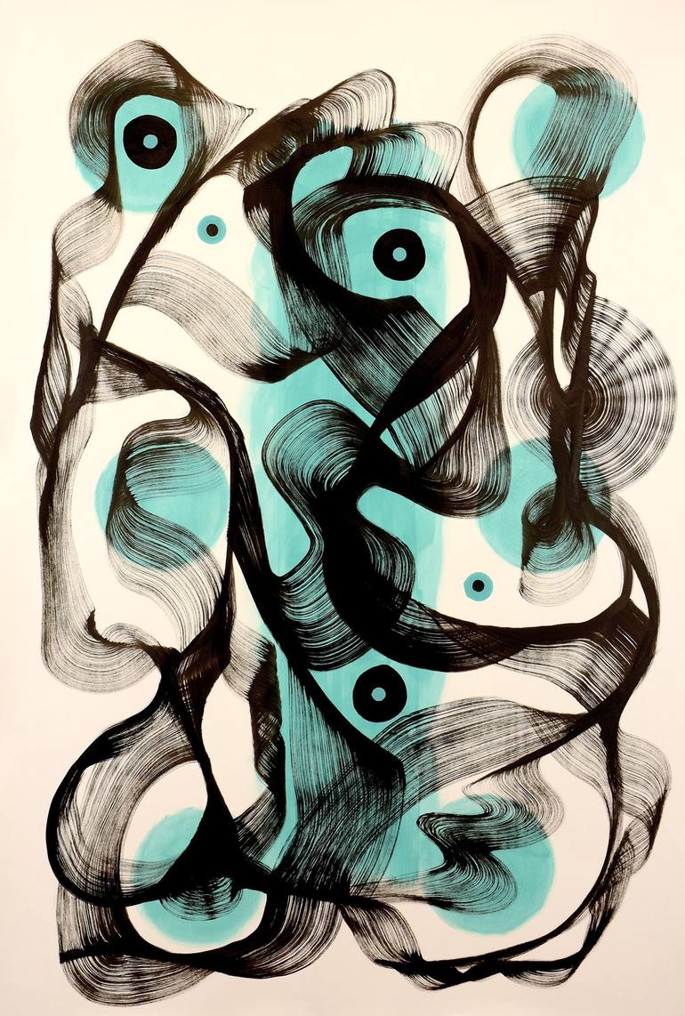 The turquoise Tree Painting by Alan Toledano | Saatchi Art