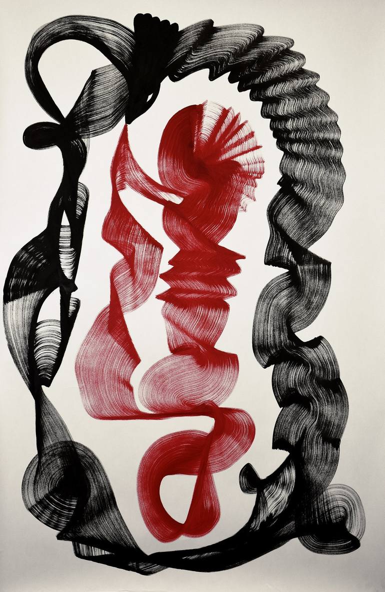 Red Flow Painting by Alan Toledano | Saatchi Art