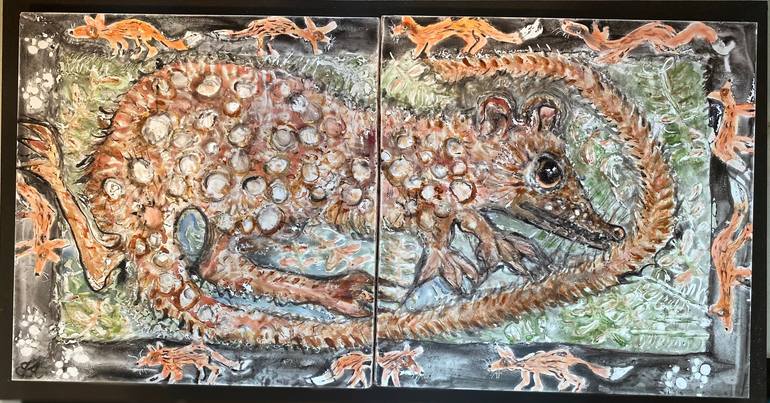 Chuditch with Fox Boarder Painting by Jacqui ACourt | Saatchi Art