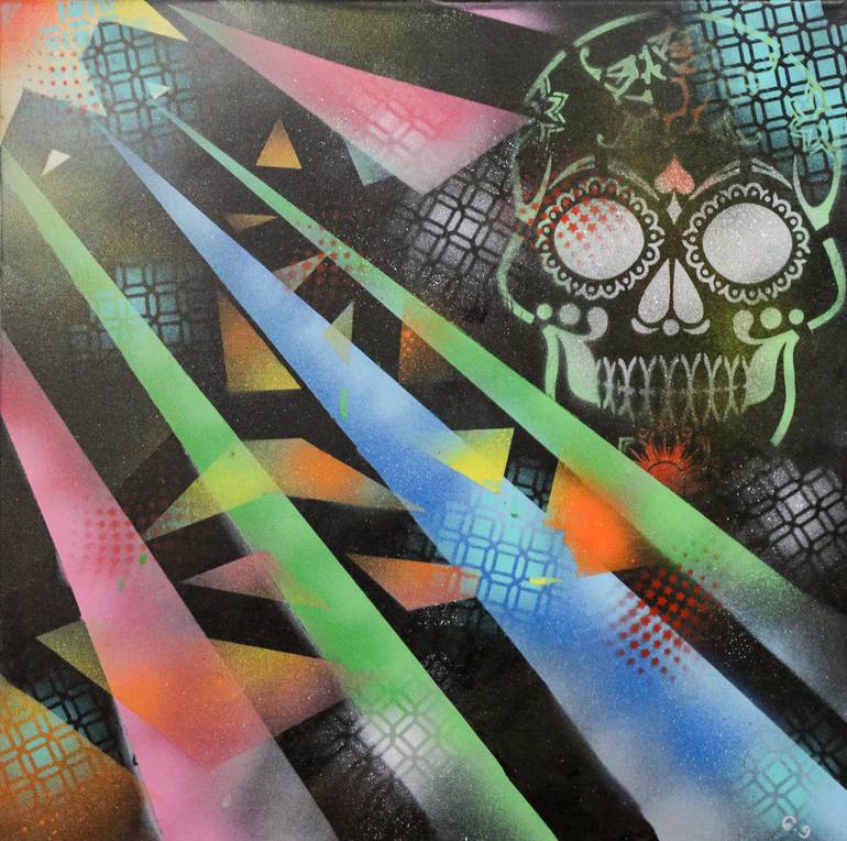Disco skull. Painting by Mariya Tsybulskaya | Saatchi Art