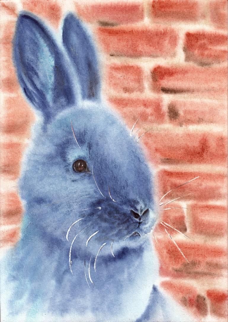 Blue Rabbit Painting by Oleksandr Kulichenko | Saatchi Art