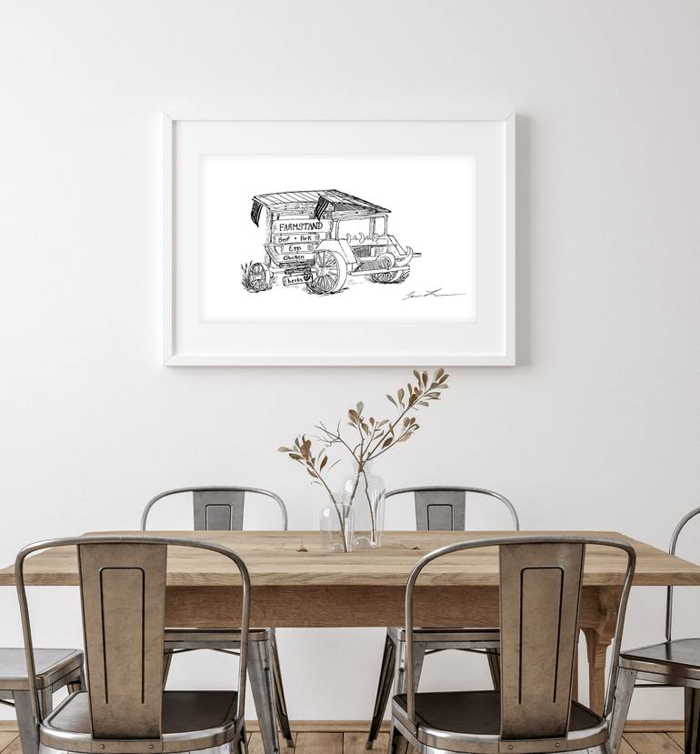 Farmstand Wagon Drawing by Coralyn Loomis | Saatchi Art