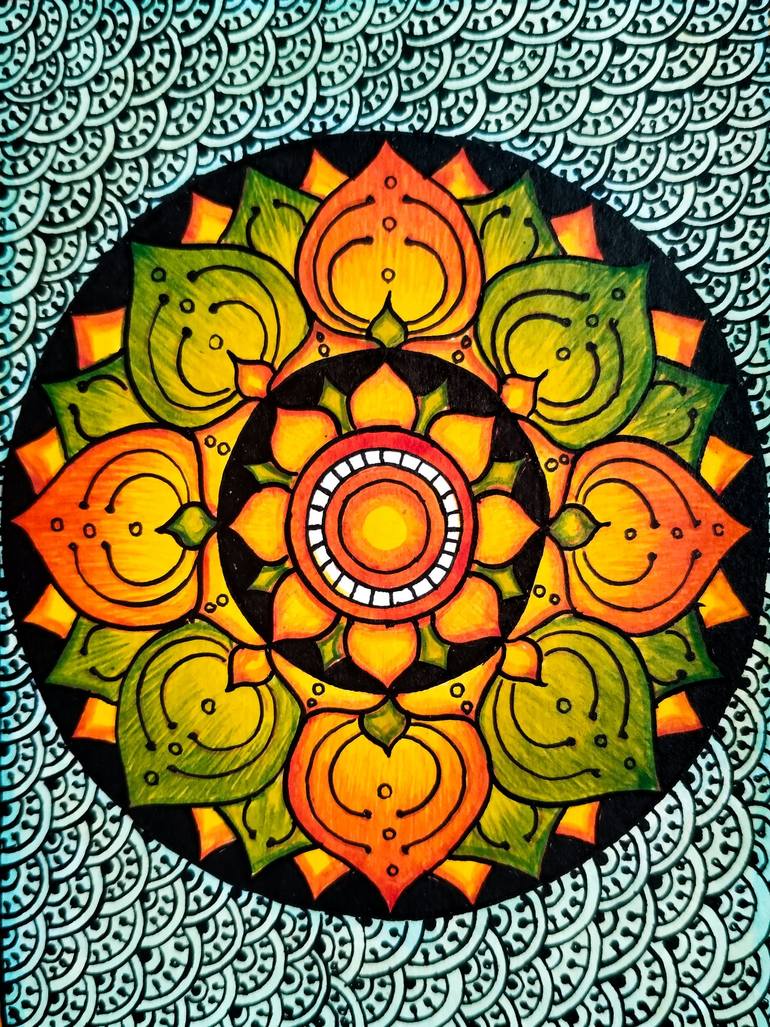 Mandala art in Kerala mural painting Painting by Anila Manalil ...