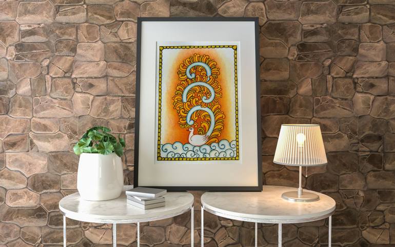 Swan in a pond with floral designs - Kerala mural Painting by Anila ...