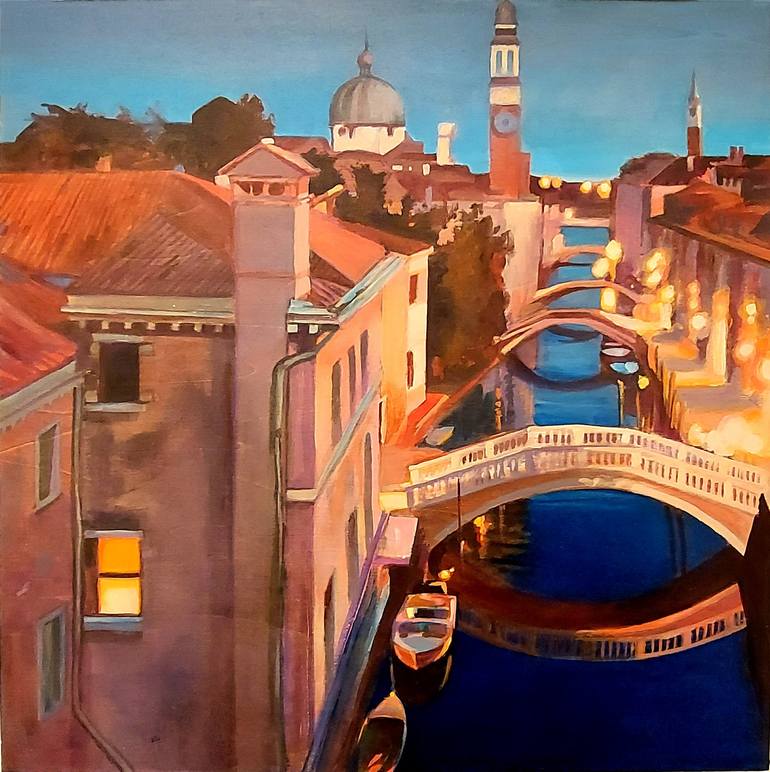 Venice. channel of the Greeks. (second version) Painting by Marco Ronga ...