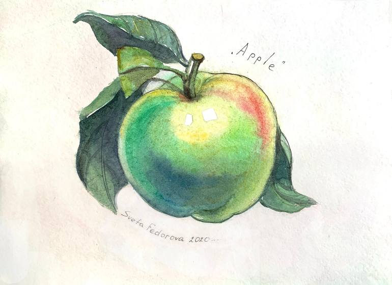 Green apple Painting by Svetlana Fedorova | Saatchi Art