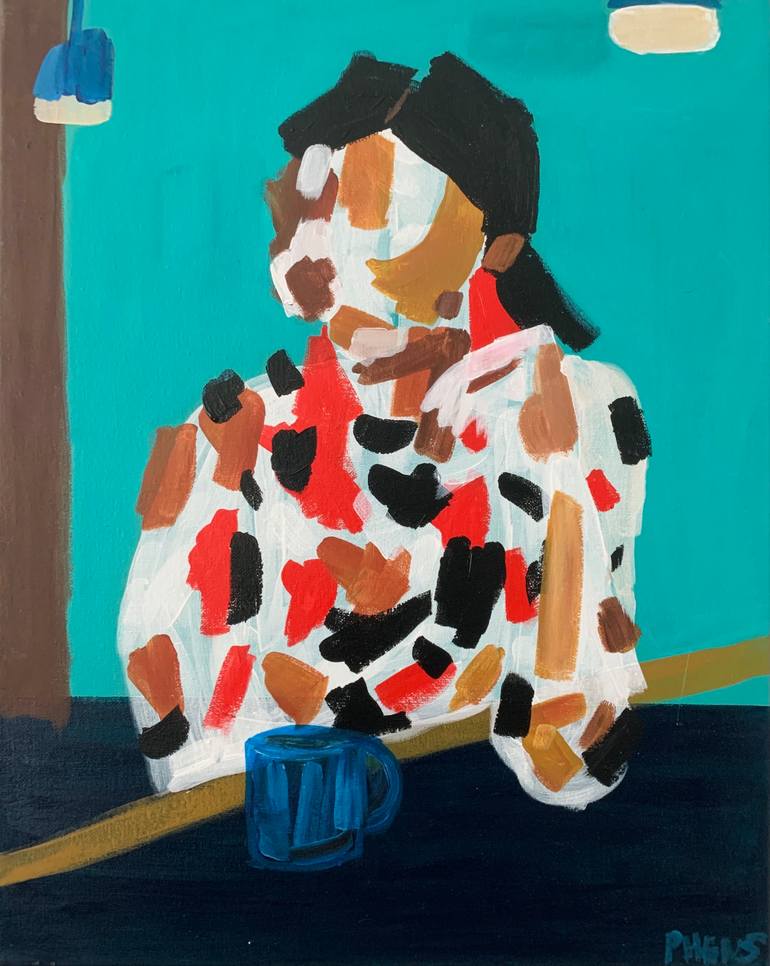 Dinner with Jennifer (First) Painting by Roshane Stephenson | Saatchi Art