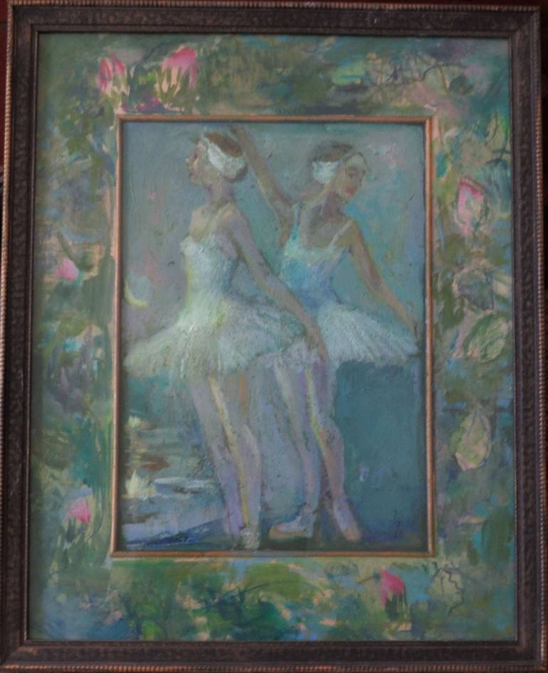 white swans rising Painting by Malcolm Tuffnell | Saatchi Art