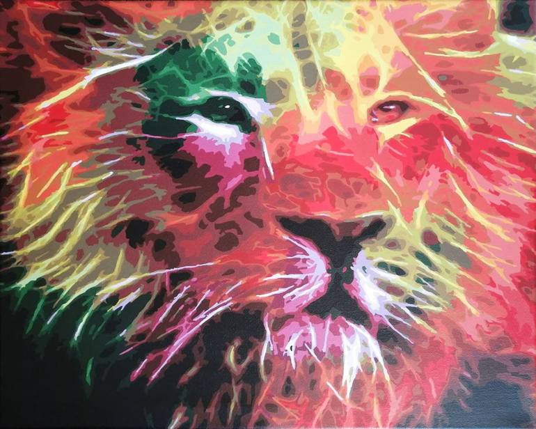 Color Lion Painting by Veronika Belus | Saatchi Art