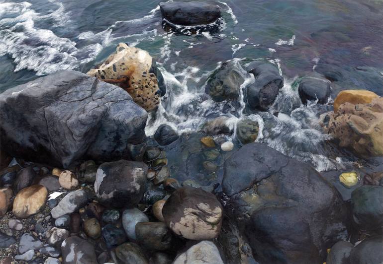 a stone of sea Painting by Dagyeong Yun | Saatchi Art