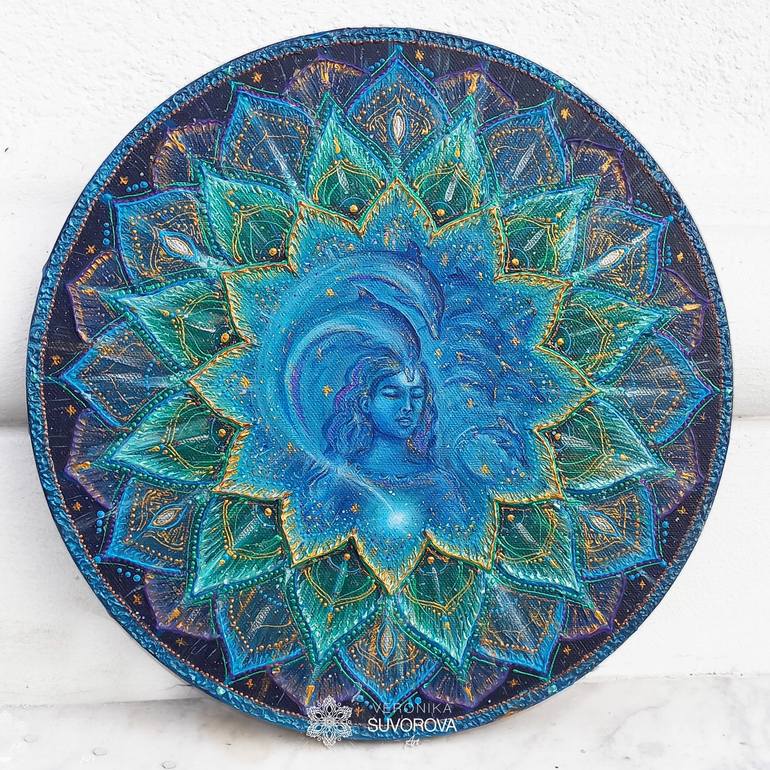 Mandala of absolute harmony Star girl with dolphins Drawing by Veronika Suvorova | Saatchi Art