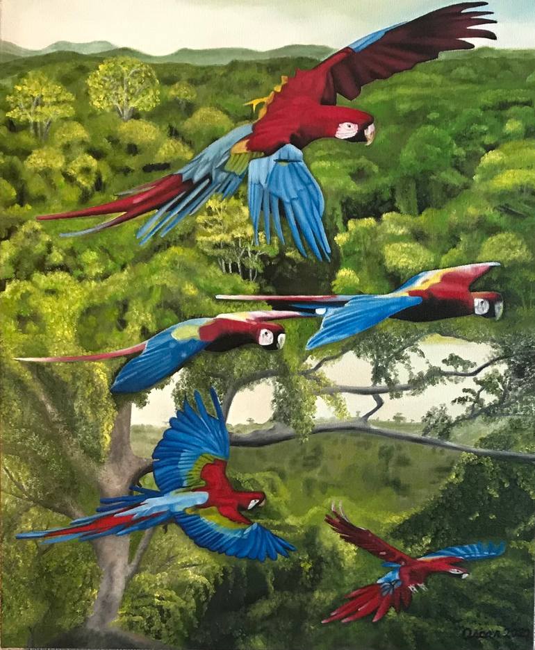 LAS GUACAMAYAS Painting by Oscar Isaza | Saatchi Art