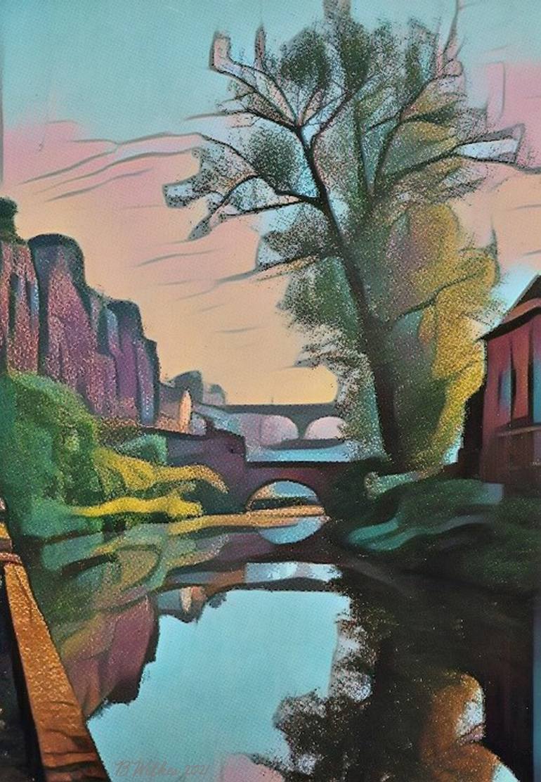 Alzette Gorge, Luxembourg City, #1 Painting by Brian Wilkes | Saatchi Art