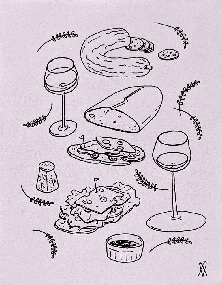 Sandwich Ritual Drawing by Maria Mylenka | Saatchi Art
