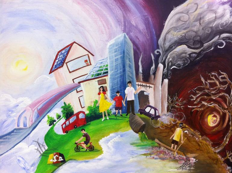 Urban Destruction Painting by Avry Yt | Saatchi Art