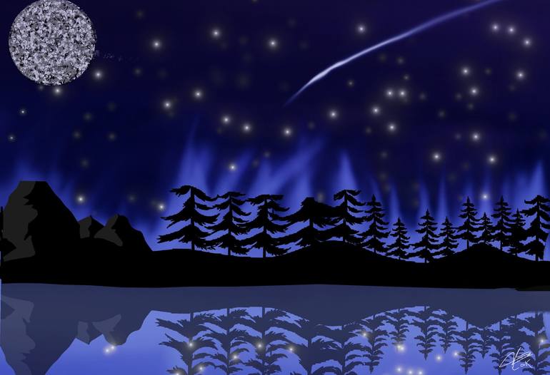 Trees ultraviolet Painting by Lokman Seghiri | Saatchi Art