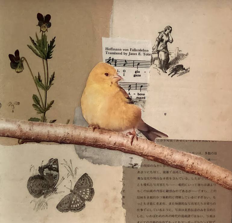 Goldfinch Collage by Victoria Blewer | Saatchi Art