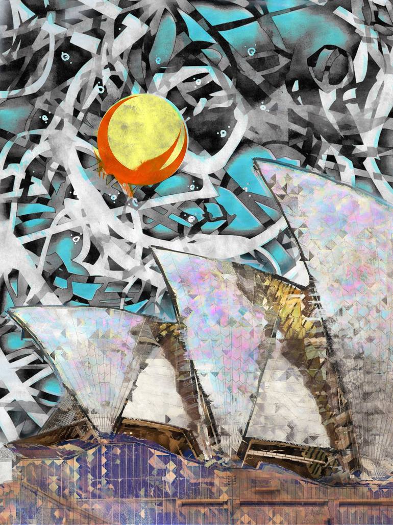 Sydney Opera House (The original artwork + NFT) Mixed Media by Alfred ...
