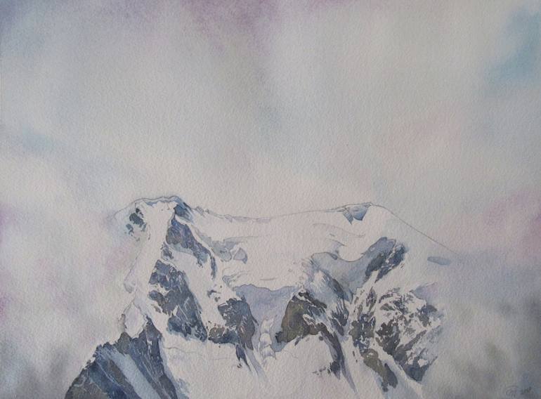 Up there on the top, Monte Bianco. Painting by Maria Coviello | Saatchi Art