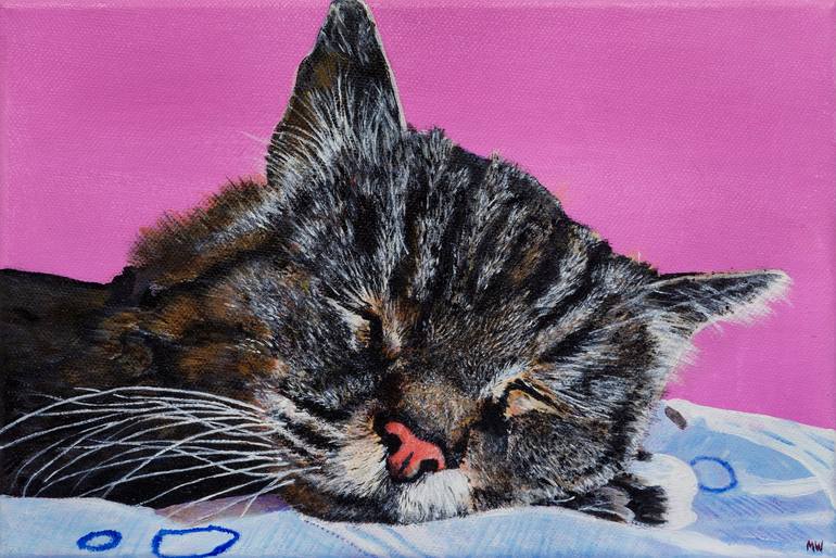 Cat Nap Painting by Night Drawsin | Saatchi Art