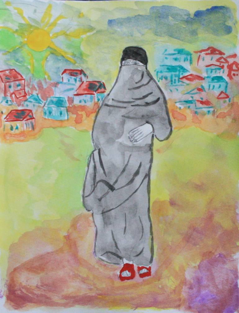 Woman in red shoes Painting by Nazim Erdem | Saatchi Art