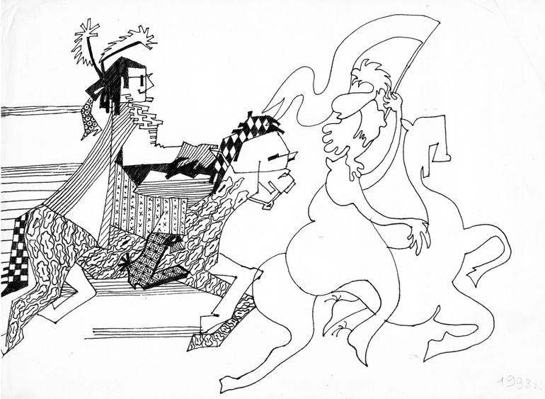 Spanish riders Ink drawing Drawing by Rachel Windyk | Saatchi Art