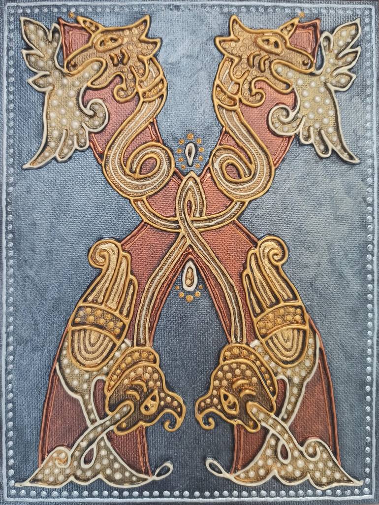 Print. Collection Bestiary. English alphabet 1 - X. Painting by ...