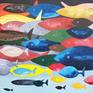 School of Fish Sea Lake River Colorful Large Acrylic Painting Painting ...