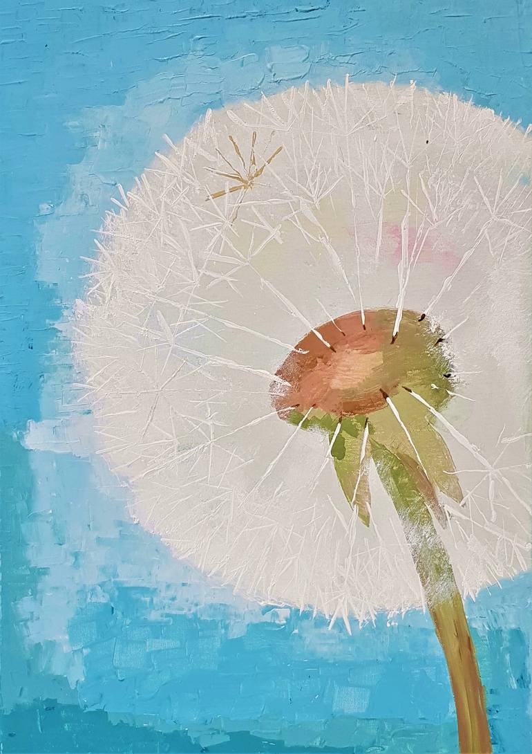 Dandelion Painting Acrylic Original Artwork Floral Wall Art Wildflowers ...