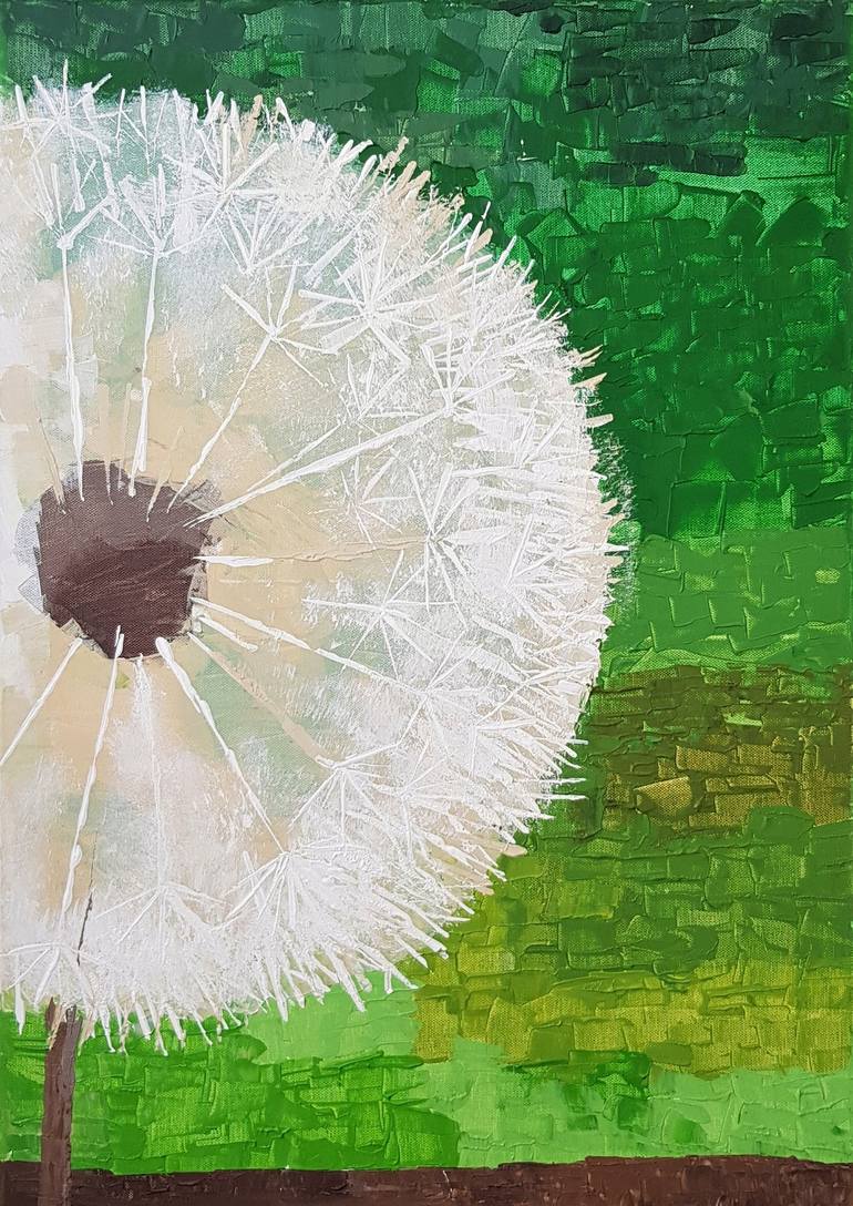 Dandelion Painting Acrylic Original Artwork Floral Wall Art Wildflowers ...