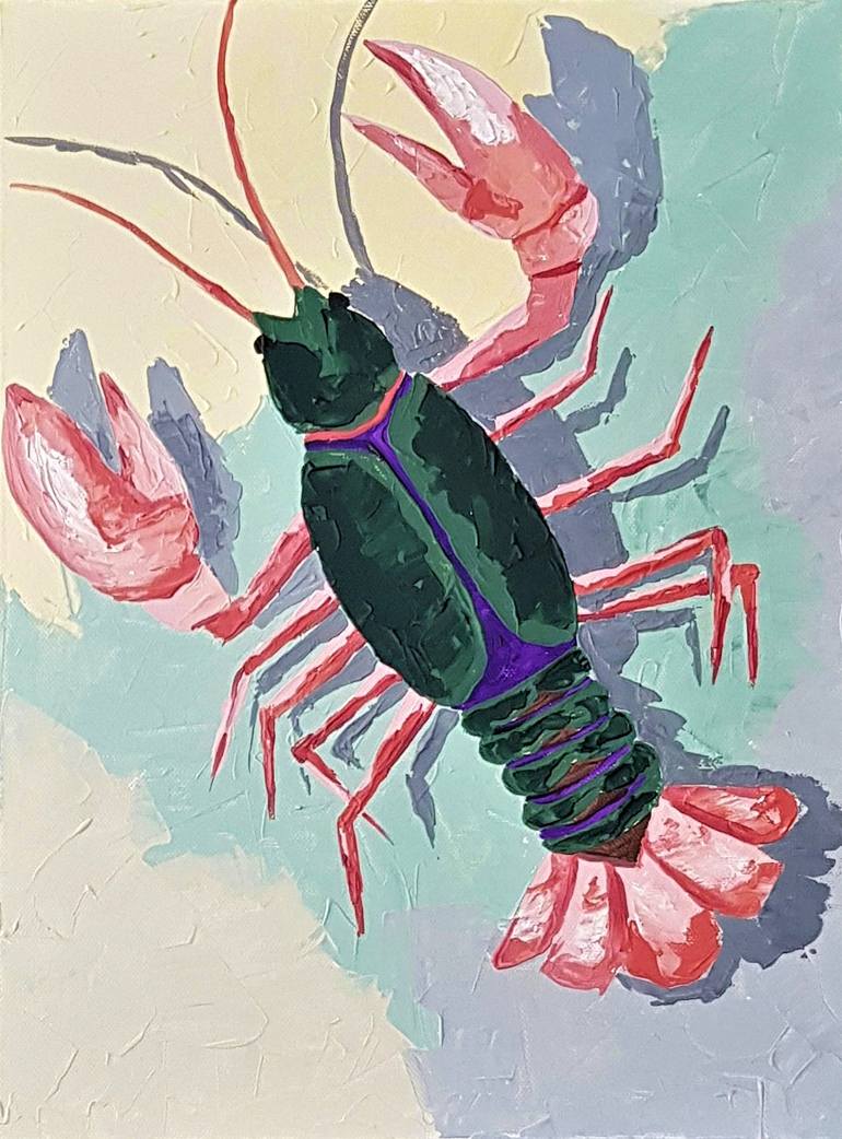 Lobster Crayfish Acrylic Painting Animal Ocean Marine Life Art Painting ...
