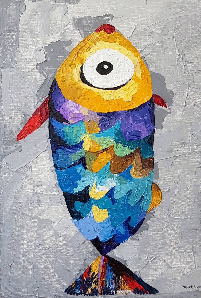 Little Fish Sea Lake River Colorful Acrylic Painting Kids Gift Painting ...