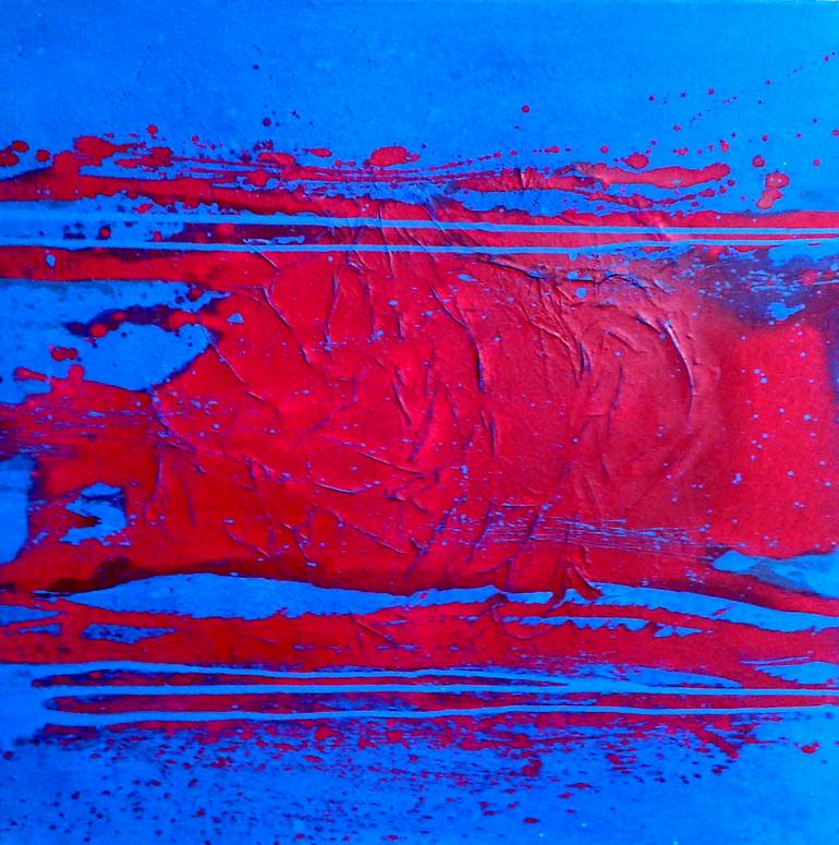 Landscape Red-Blue Painting by SHAMS Maryam | Saatchi Art