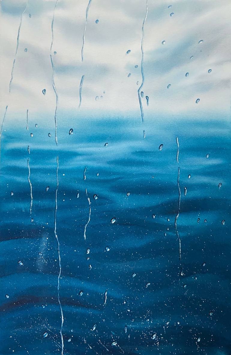 Rainy sea Painting by Daria Shadrina | Saatchi Art