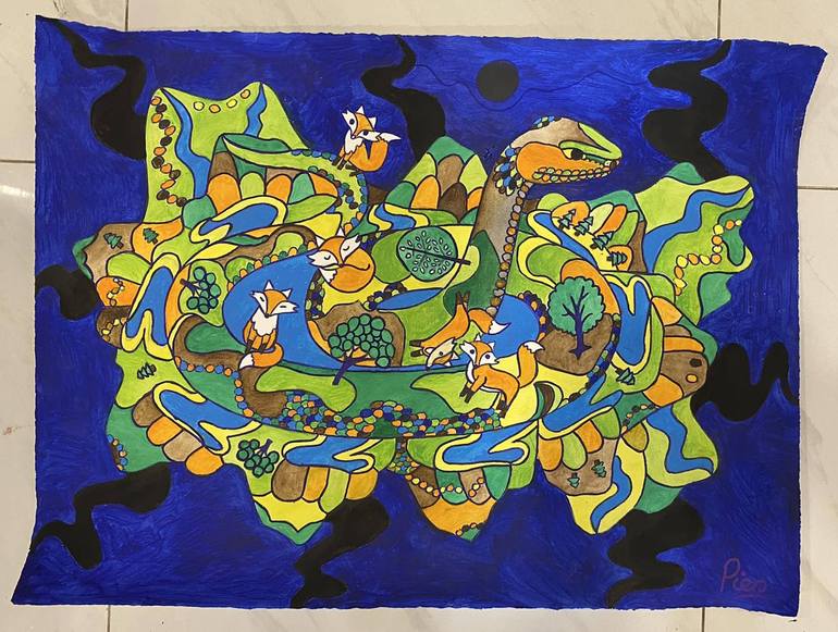 Outfoxing the SSS-Snake Painting by Piers Midwinter | Saatchi Art