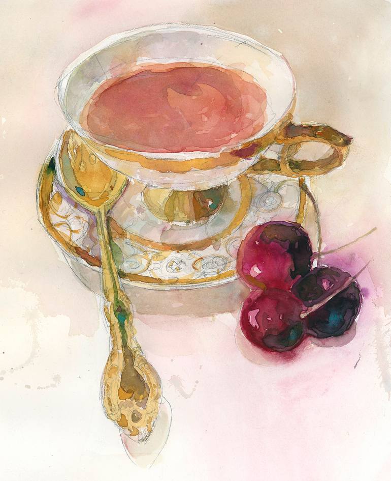 Tea Cup Painting by Dorrie Rifkin | Saatchi Art