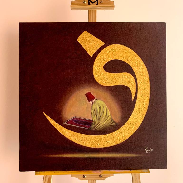 “I SURRENDER” Original Sufi/Rumi Praying Painting Painting by Maria ...