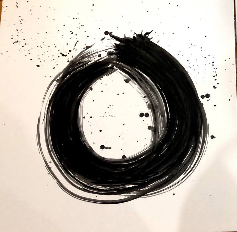 Samsara - acrylic monochrome black white abstract Painting by Tata Bo ...