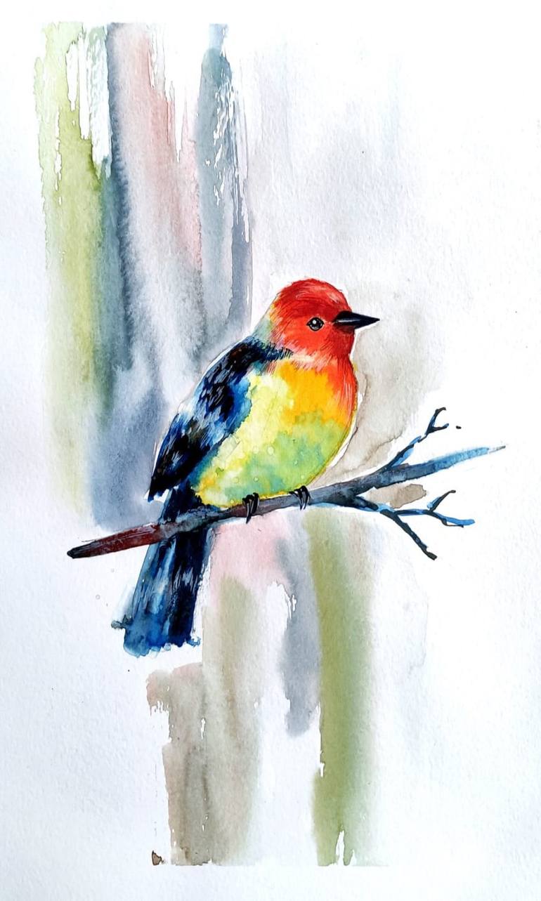 Songbird - small sized watercolor from Tata Bo Painting by Tata Bo ...