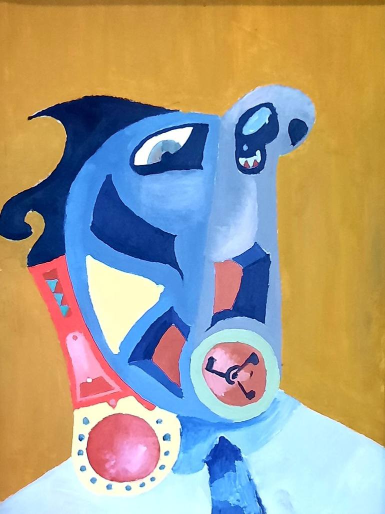Blue Collar Painting by Keyan Ghafar | Saatchi Art