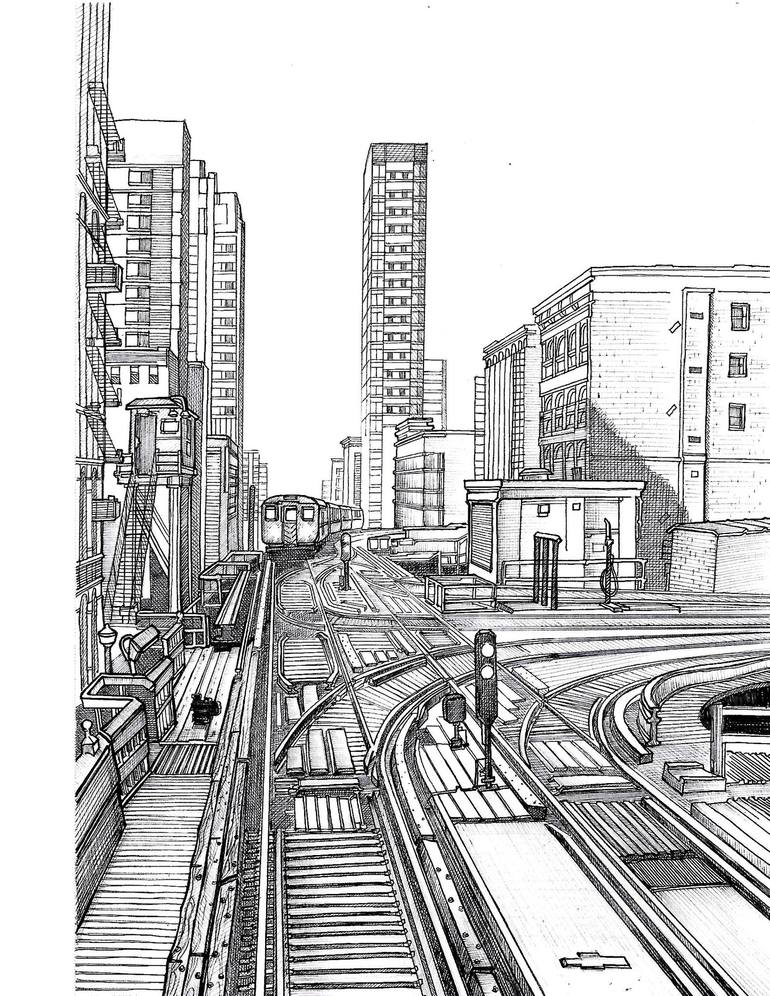 Approaching Train Drawing by Sayantan Sanyal | Saatchi Art