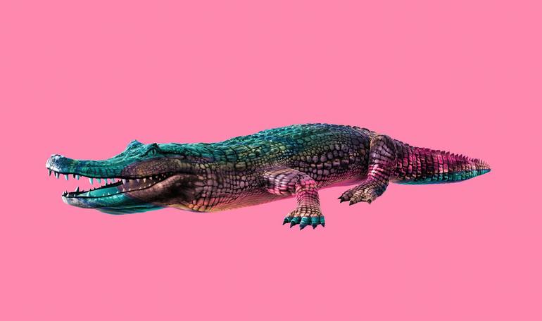 Pink Crocodile set, skin, geometric, colors Mixed Media by Patricia NA ...