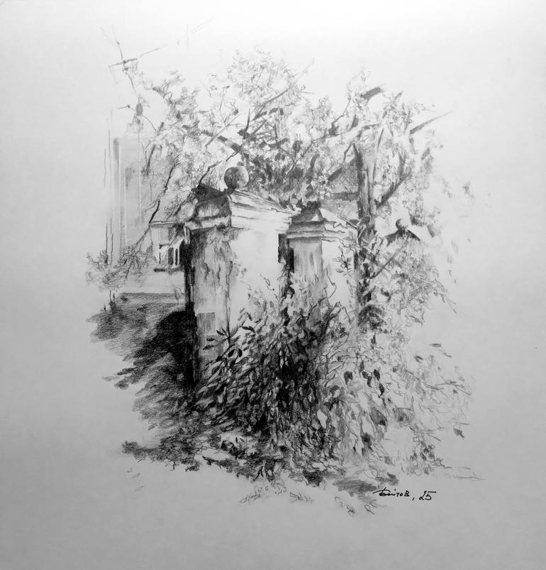 Yellow house Drawing by Alexander Boytsov | Saatchi Art